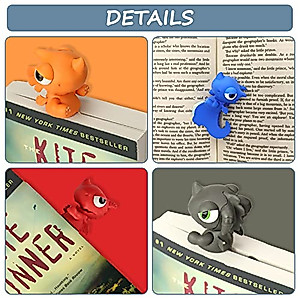 3D Dragon Bookmarks for Kids, Funny Cartoon Animal Bookmarks, Wacky Pals Bookmarks for Boys and Girls Birthday Gifts (Orange)