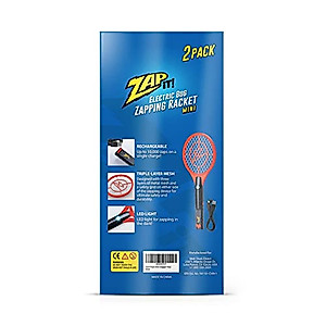 Zap It Electric Fly Swatter Racket & Mosquito Zapper Racket - Rechargeable Bug Zapper Racket - Fly Zapper Racket - Zapper Fly Swatter - Handheld Bug Zapper - 4,000 Volt, USB Charging Cable, 2 Pack