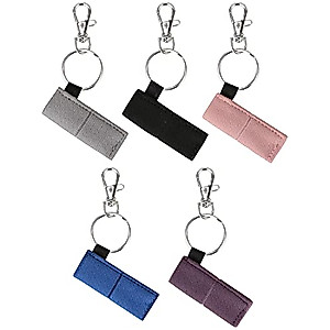 Lip Balm Holder Chapstick Holder Sleeves Holder Pouch Elastic Lip balm Holder Lipstick Lip Gloss Holder With Hook Stocking Stuffers Gift for Women (5pcs)