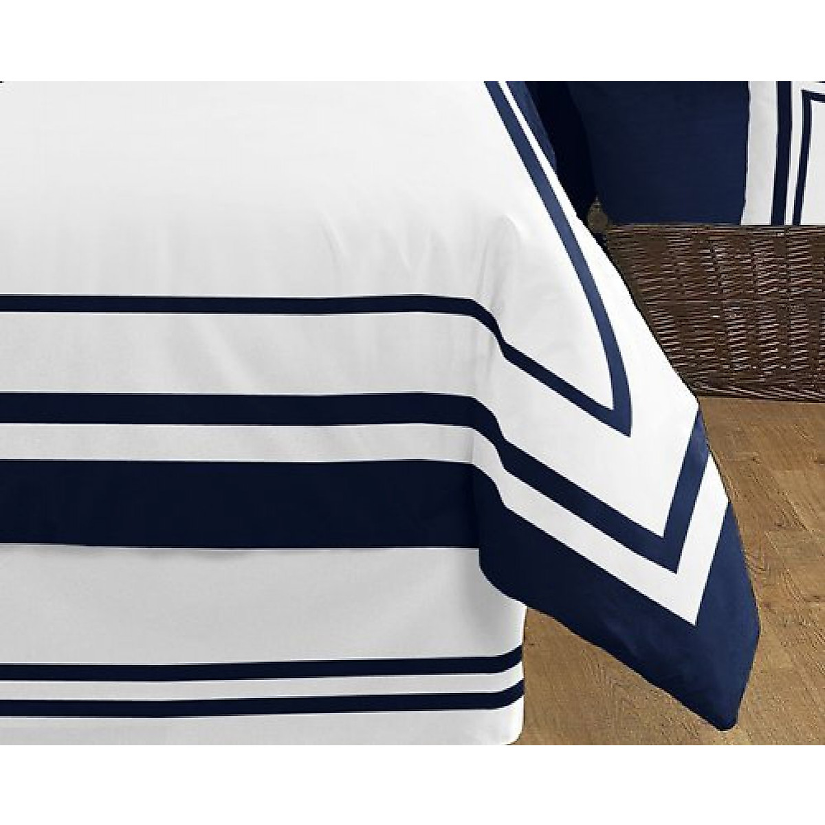 Sweet Jojo Designs Anchors Away Nautical Navy and White Boys 3 Piece Full/Queen Bedding Set
