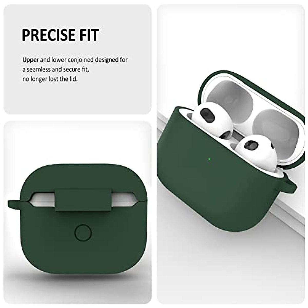 Case Compatible for Airpods 3 2021 3rd Generation Case Cover for Women Men Premium Skin Silicone Full Protective Case Cover for Airpod 3 Gen with Keychain (Pine)
