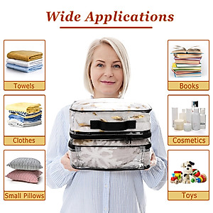 Fasmov 6 Pack Large Clear Travel Packing Cube, See-Through PVC Organizer, Vinyl Zippered Storage Bags Multipurpose Pouch with Handle for Suitcase Pants, Cashmere, Sweaters Shirts Dress Storage