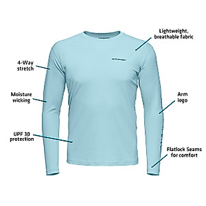 Whitewater Fishing Lightweight Long Sleeve Tech Shirt with UPF Protection (X-Large, Skyline)