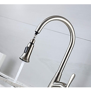 Derengge Stainless Steel Kitchen Faucet Single Handle Pull-Down Kitchen Sink Faucet,Faucet for Farmhouse, Camper, Laundry, Rv, Bar,KF-058-SS