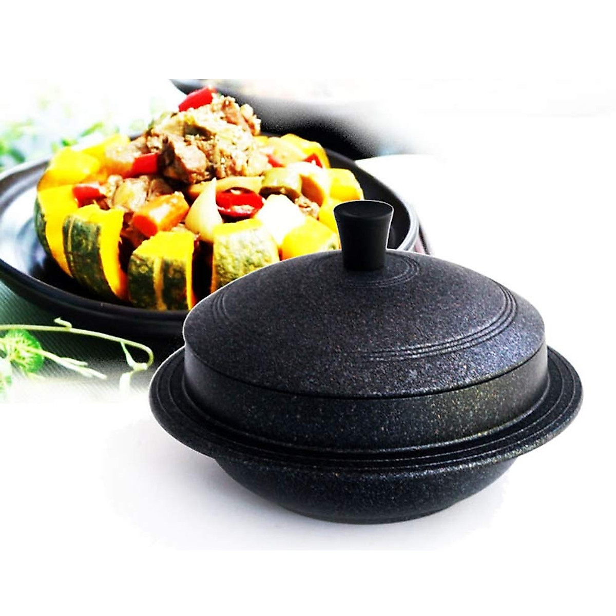 PN IH Induction Korean Traditional Iron Pot Rice Gamasot Ceramic Cauldron 7.7"(20cm) Made in Korea