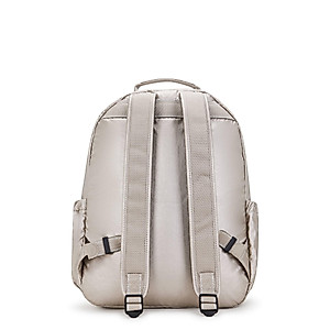Kipling Women's Seoul 15” Laptop Backpack, Durable, Roomy with Padded Shoulder Straps, Nylon School Bag, Metallic Glow, Large
