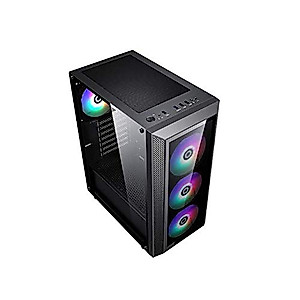 Raidmax ATX Desktop Computer Gaming PC Case Mid Tower PC Case with addressable RGB x3 ARGB Fans ATX PC Case USB 3.0 Tempered Glass PC Case Mesh Window Computer Case with 3 ARGB LED Black PC Case -i403