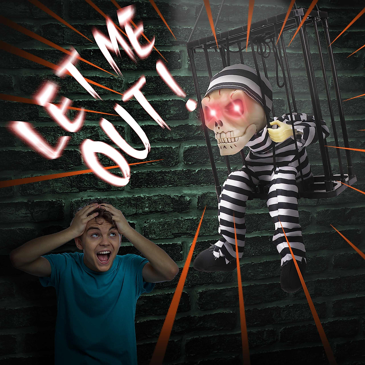 Hanging Ghosts Halloween Decor, Yelling Scary Animated Halloween Decorations Indoor Outdoor, Spirit Talking Skull Props