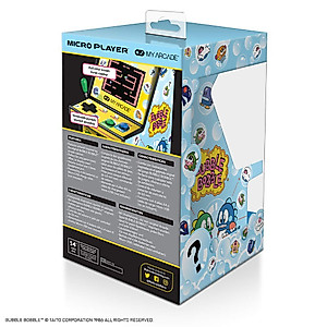 My Arcade Micro Player Mini Arcade Machine: Bubble Bobble Video Game, Fully Playable, 6.75 Inch Collectible, Color Display, Speaker, Volume Buttons, Headphone Jack, Battery or Micro USB Powered