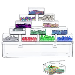 Goczsvoy 13Pcs Mini Plastic Clear Boxes With A Storage Case, Small Plastic Clear Containers For Bead Organizer, Jewelry, Craft, Small Things Storage And Organization