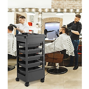 TASALON Budget Hair Styling Salon Trolley Cart with Wheels and 5 Drawers, Salon Rolling Cart for Extra Hairdresser Storage, Tool Free Rolling Salon Cart for Hair Stylist, Hairdresser, Beauty, Tattoo