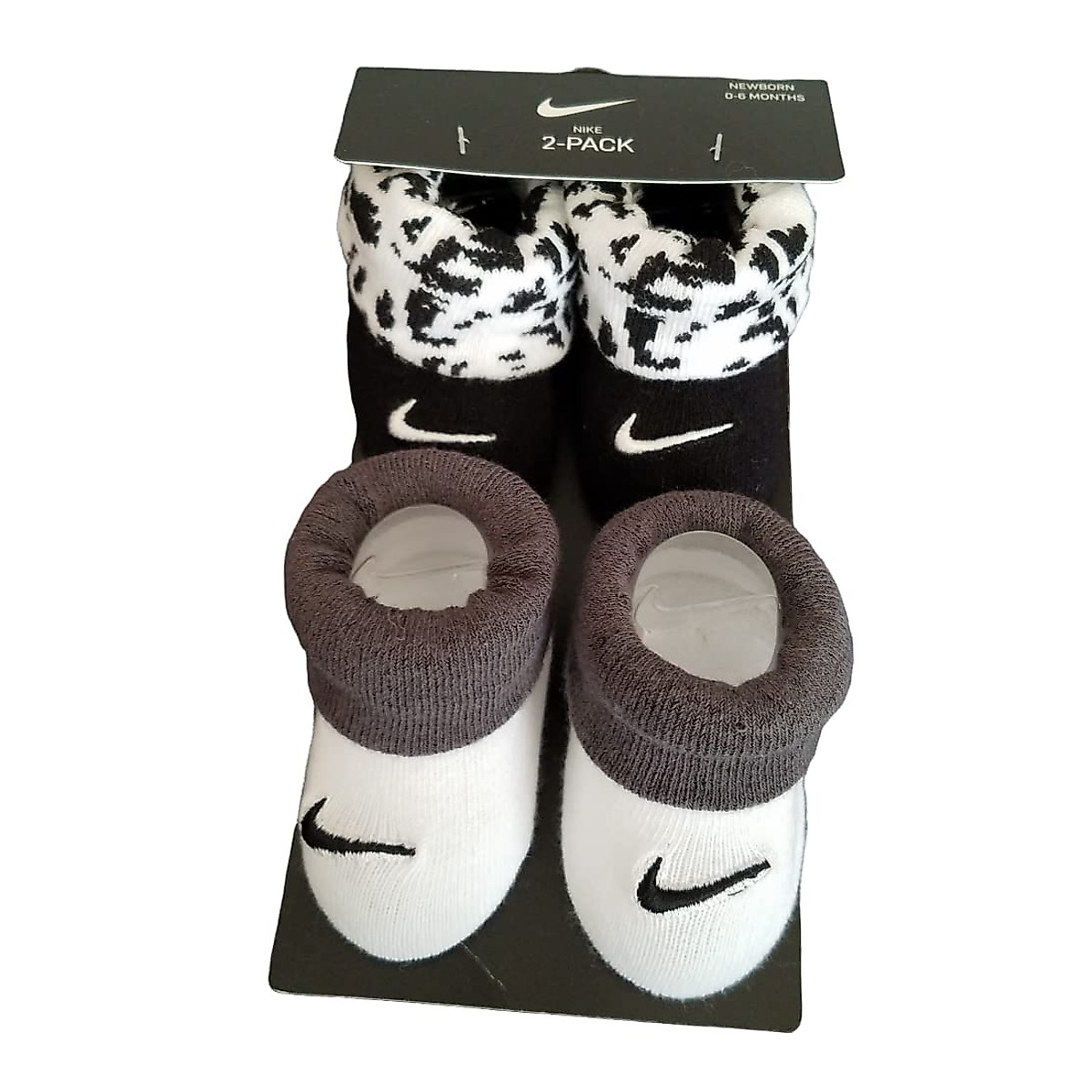 Nike Baby 2-Pack Bootie Socks (Black/White/Gray)
