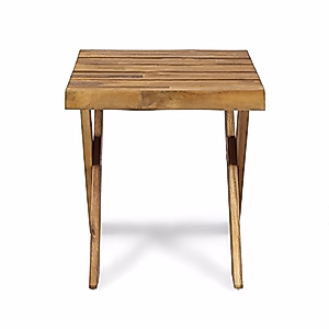 Christopher Knight Home Irene Outdoor Acacia Wood Side Table, Sandblast Teak Finish
