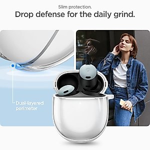 Spigen Ultra Hybrid Designed for Pixel 7a Case and Pixel Buds Pro Case (2022) Bundle