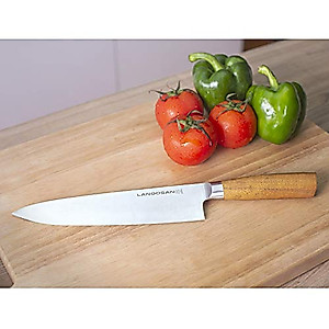 LANDOSAN Chef Knife 8 inch Precision Forged Kitchen Vegetable Chef's Knife High-Carbon Stainless Steel Blade Cook’s Knives Ergonomic Wood Handle Cutlery for Home Kitchen and Restaurant