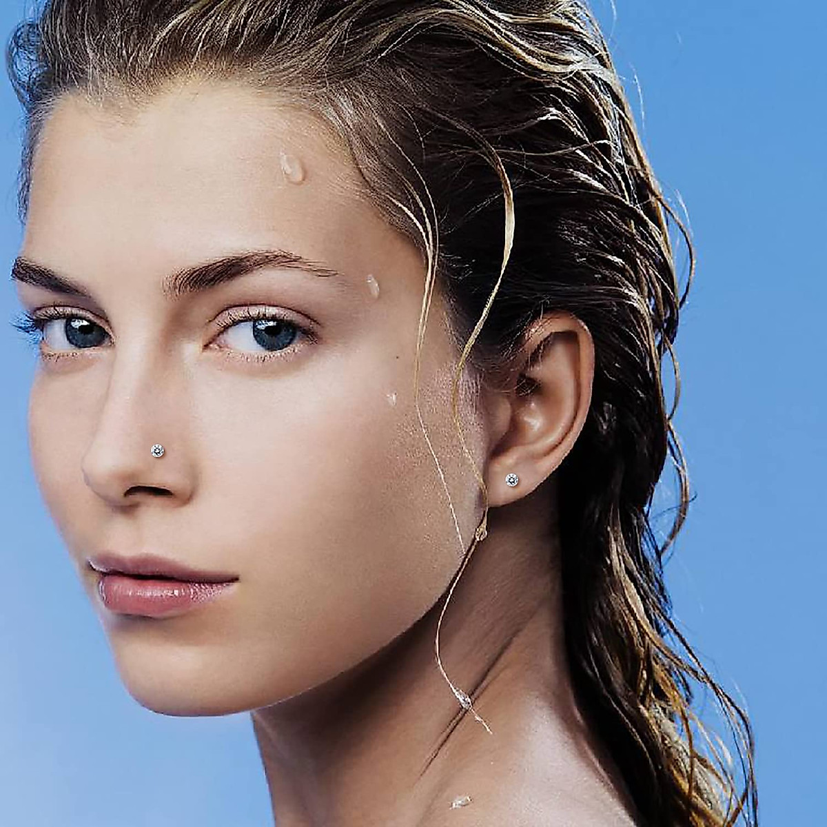 EIELO 240 Pcs Nose Ring Studs Set for Women Men Surgical Stainless Steel Nose Hoop CZ Bone Nose Studs Ring Nose Piercing Jewelry 20G 22G 1.5mm 2mm 2.5mm L Shaped