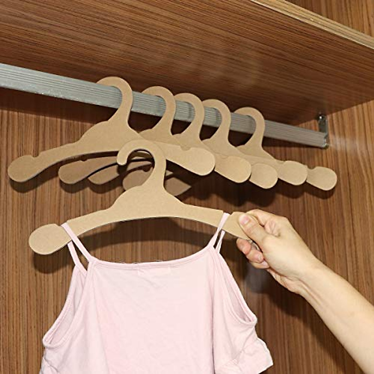Cardboard Hangers, Environmentally Friendly Cardboard Hangers Baby, 50 Pieces of Baby Hangers, Durable, Wooden Baby Hangers Suitable for Baby Clothes Drying Storage