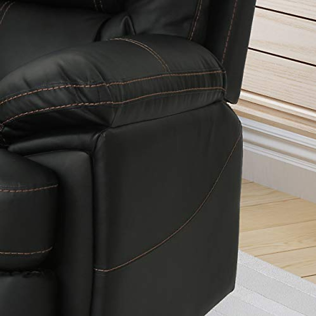 Great Deal Furniture | Laurent | Faux Leather Swivel Power Recliner | in Black