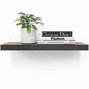 Ballucci Floating Shelf Extra Wide, 24" L Wood Wall Mounted Ledge with Invisible Bracket for Living Room, Bedroom, Bathroom, Kitchen, Nursery, 8" Deep - Espresso