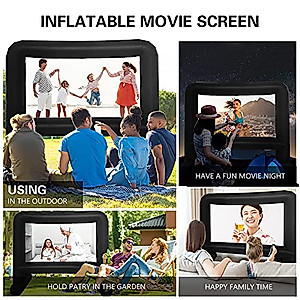 GZKYYLEGS 16 Feet Inflatable Movie Screen Outdoor, Projection Screen with Air Blower, Tie-Downs and Storage Bag - Easy Set up, Blow Up Screen for Backyard Movie Night, Theme Party