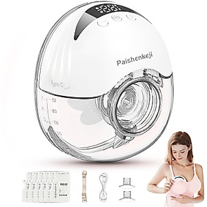 Wearable Breast Pump Hands Free, Electric Breastfeeding Pump with Massage Model& 12 Levels Adjustable Suction, Low Noise Painless Pumps with 19/21/24mm Flanges