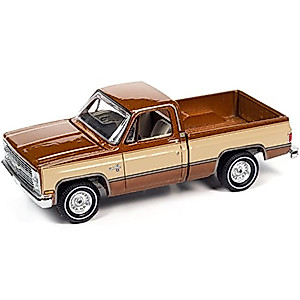 Auto World 1983 Chevy Silverado 10 Fleetside Pickup Truck Light Bronze Met. w/Almond Brown Sides Ltd Ed 17120 pcs 1/64 Diecast Model by Autoworld 64322-AWSP074 A (AWSP074/24A)