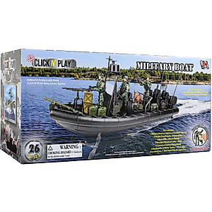 Click N Play Military Special Operations Combat Dinghy Boat 26 Piece Play Set with Accessories.