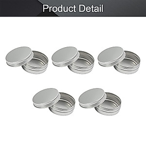 Othmro 5pcs 2oz Metal Round Tins Aluminum Tin Cans Containers with Screw Lid, 68*25mm(DxH) Silver tin cans for Salve, Spices, Lip Balm, Tea or Candies 60ml