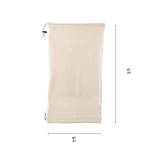 Kitchen Details 3 Pack Reusable Cotton Mesh Produce Bags | Green Living | Fruit and Vegetable Bags & Organizers | Good for Grocery Shopping | Natural Beige