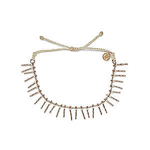 Pura Vida Rose Gold-Plated Fringe Bead Anklet w/White Beads - Adjustable Band, Brand Charm - Vanilla