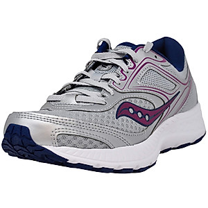 Saucony Women's VERSAFOAM Cohesion 12 Grey/Navy/Purple Road Running Shoe 8 Medium US