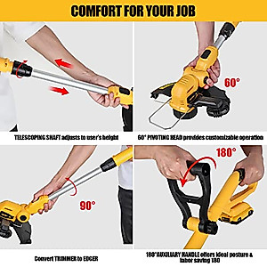Mellif Cordless String Trimmer for 20V Battery, Brushless Electric String Edger Grass Trimmer with 10.2" Blade & Auto Line Feed & Telescopic Shaft & Safety Lock (Battery Not Included)