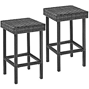 Crosley Furniture Palm Harbor Outdoor Wicker 24-inch Counter Height Stools - Grey (Set of 2)