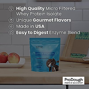 ProDough Gourmet Whey Isolate Hydrolized Protein Powder for Shake Mix- Easy Digest Enzyme Blend, 25g Protein per Serving, Natural Ingredients, Gluten Free, Keto Friendly (Coconut Cream)