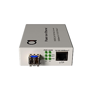 PoE Fiber Single Mode LC Gigabit Ethernet Media Converter - Supplies IEEE 802.3 PoE & PoE+ PSE Power & Extends Distance Over Fiber up 20km (12.42 Miles) - 10/100/1000 Autosensing UTP LAN Port
