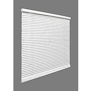 Vinyl Mini Blinds 1-inch Cordless Room Darkening Blind for Windows - Starting at $9.97 - (Over 1,400 Add'l Custom Sizes) Vinyl Blinds, Mini Blinds, Window Blinds Cordless, White - 26" W x 60" H