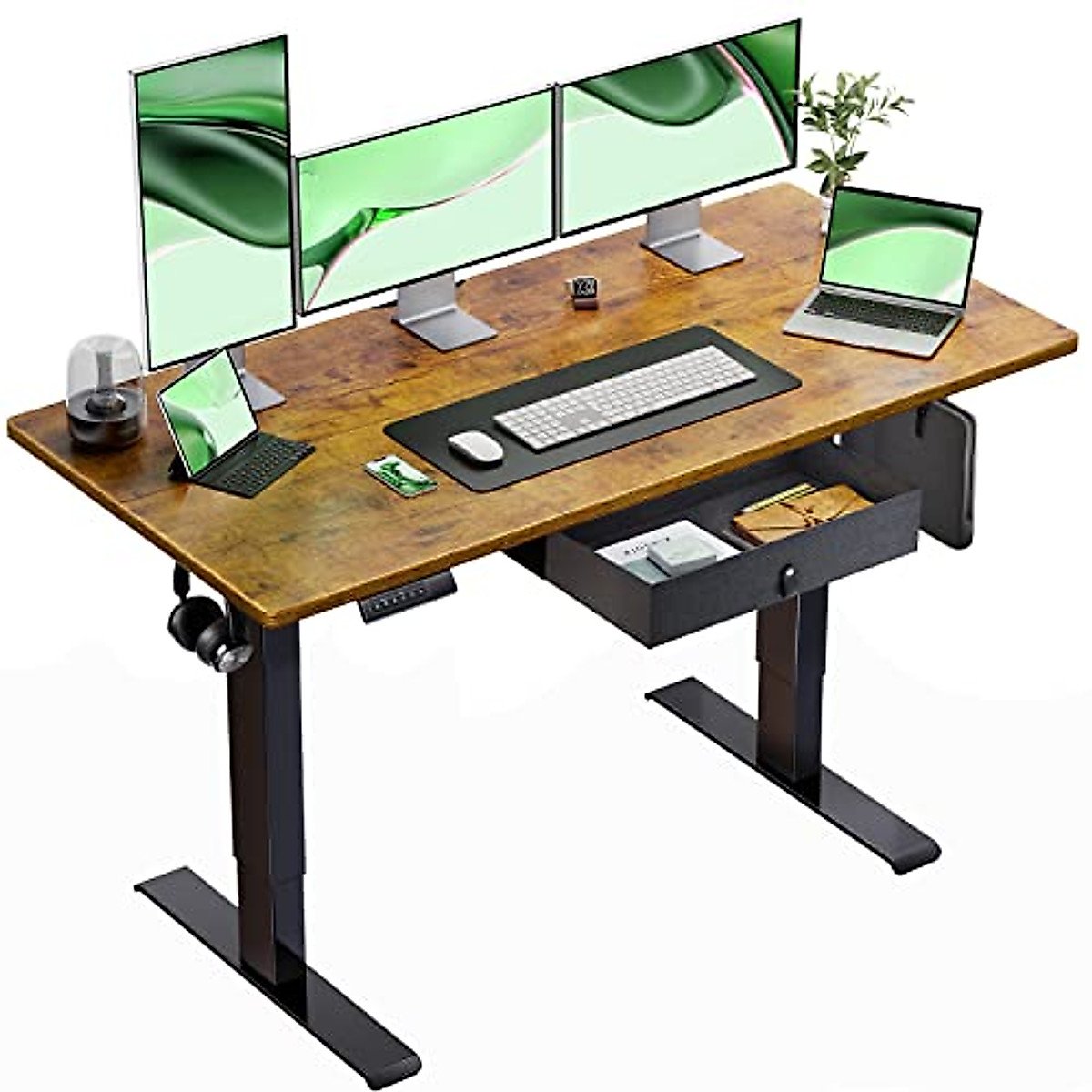 Marsail Standing Desk with Drawer, 48x24 Inch Adjustable Height Standing Desk, Electric Stand up Desk, Sit Stand Home Office Desk, Ergonomic Workstation for Home Office Computer Gaming Desk