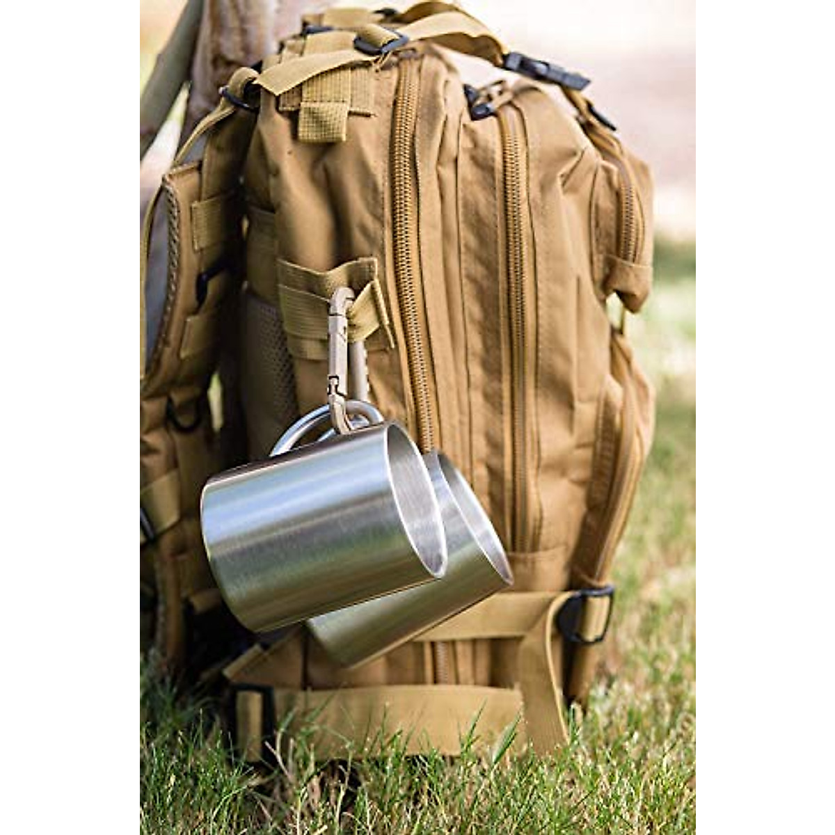 Stainless Steel Double Walled Mugs: 100% BPA Free,15 oz Metal Coffee & Tea Cup Mug - Insulated Cups with Handles Keep Drinks Hot or Cold Longer - Durable for Camping - Set of 2 Shatter Proof Mugs