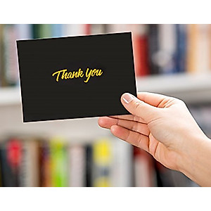 100 Thank You Cards with Envelopes | Thank You Notes, Black & Gold Foil | Blank Cards with Envelopes | For Business, Wedding, Graduation, Baby Bridal Shower, Funeral, Professional Thank You Cards Bulk