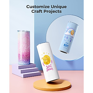 Hiipoo Sublimation Tumblers Bulk 20 oz Skinny, Stainless Steel Double Wall Insulated Straight Tumbler Cups Blank White with 4 Lids, 4 Straws and Brushes,5 Shrink Wrap Films(4 Pack )