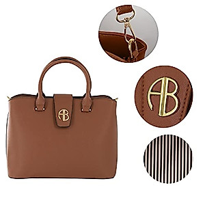 Alexis Bendel Women’s Saffiano Leather Triple Entry Top Handle Satchel Handbag W/Optional Crossbody Strap