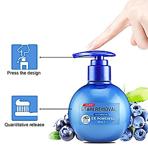 FREEORR 2Pcs Intensive Stain Removal Gel Toothpaste, Purple Toothpaste for Teeth, Fresh Breath Oral Care, More Hygienic and Durable Pump Design Toothpaste