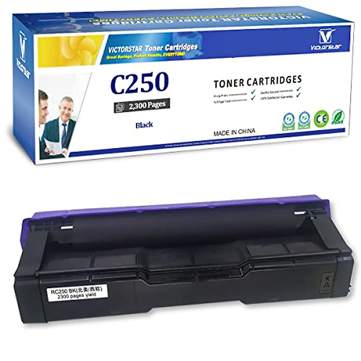 Compatible Toner Cartridge SP C250 C261 Black High Capacity 2300 Pages for RICOH Aficio SP C250DN C250SF C261SFN C261SFNw C261DNw Laser Printers VICTORSTAR