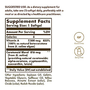 Solgar Oceanic Beta-Carotene 25,000 IU, 180 Softgels - Healthy Vision, Skin & Immune System, Potent Antioxidant - 100% Natural Pro-Vitamin A - Gluten Free, Dairy Free - 180 Servings