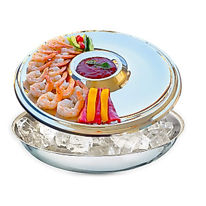 Maverick Unity Shrimp Cocktail Serving Dish and Bowl With Ice - Elegant and Large Platter for Seafood, Oysters, Crawfish, Veggies, Fruits, Salads.