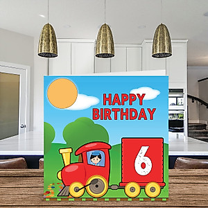 6th Birthday Card Unisex - Train - Happy Birthday Card for 6 Year Old Son Daughter Brother Sister Grandson Granddaughter Niece Nephew Cousin, 5.7 x 5.7 Inch Birthday Greeting Card