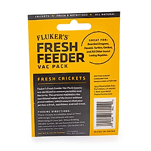 Fluker's Fresh Feeder Vac Pack Crickets, All Natural and Preservative Free, Great for Insect Eating Reptiles, Birds, or Small Animals, 0.7 oz