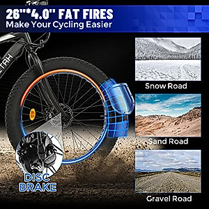 ECOTRIC Cheetah Electric Bike 26" X 4" Fat Tire Bicycle 500W 36V 12.5AH Battery EBike Beach Mountain Snow E-Bike Throttle & Pedal Assist for Adults - 90% Pre-Assembled