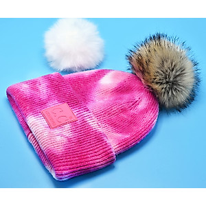 C.C Women’s Multicolor Two Pom Included Beanie Cuffed Winter Knit Watch Hat Skull Cap