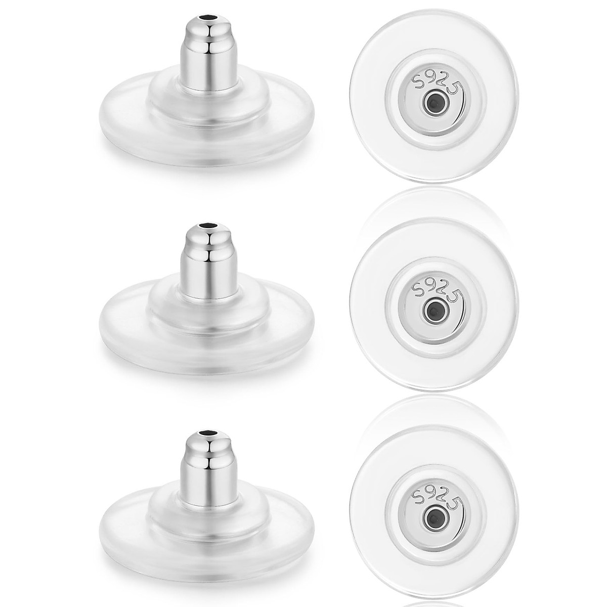 6 PCS Silver Locking Earring Backs for Studs Heavy Droopy Earrings, 925 Sterling Silver Hypoallergenice Earring Backs Replacements for Women Men (Silver)
